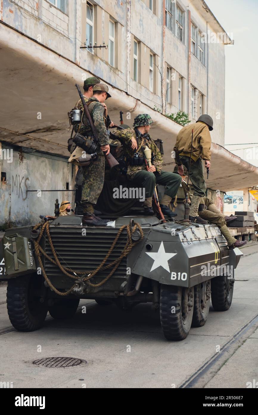 Hel, Poland - August 2022 Military troops marching during 3 May Polish ...
