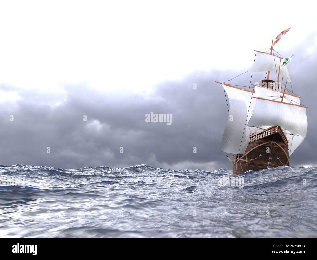 Santa Maria Christopher Columbus ship front view from water level at ...