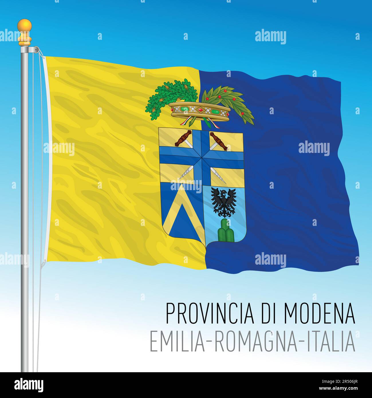 Province of Modena, official flag with coat of arms, Emilia-Romagna ...