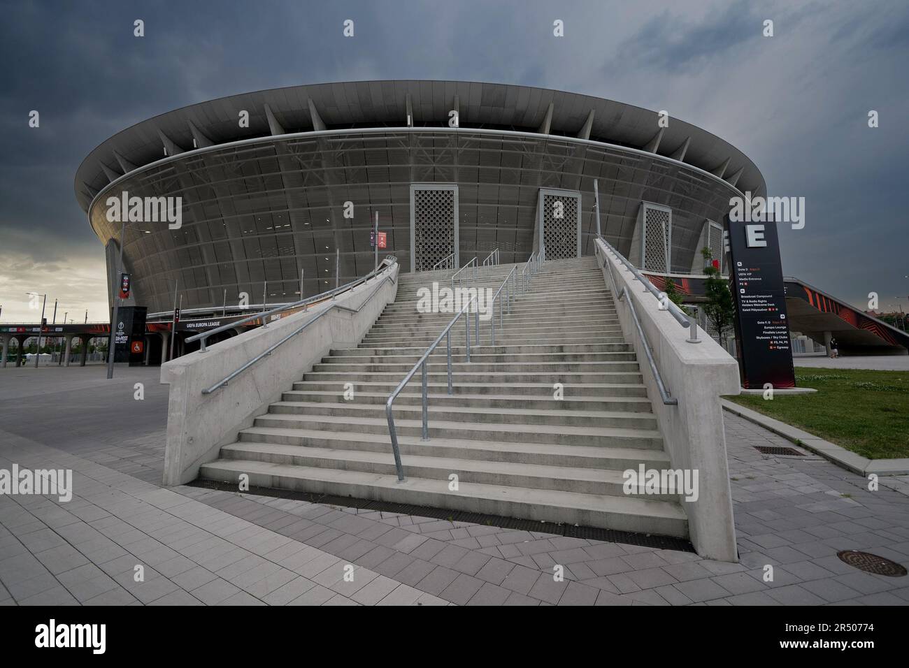 General view of Puskas Arena Stadium during training session ahead UEFA ...