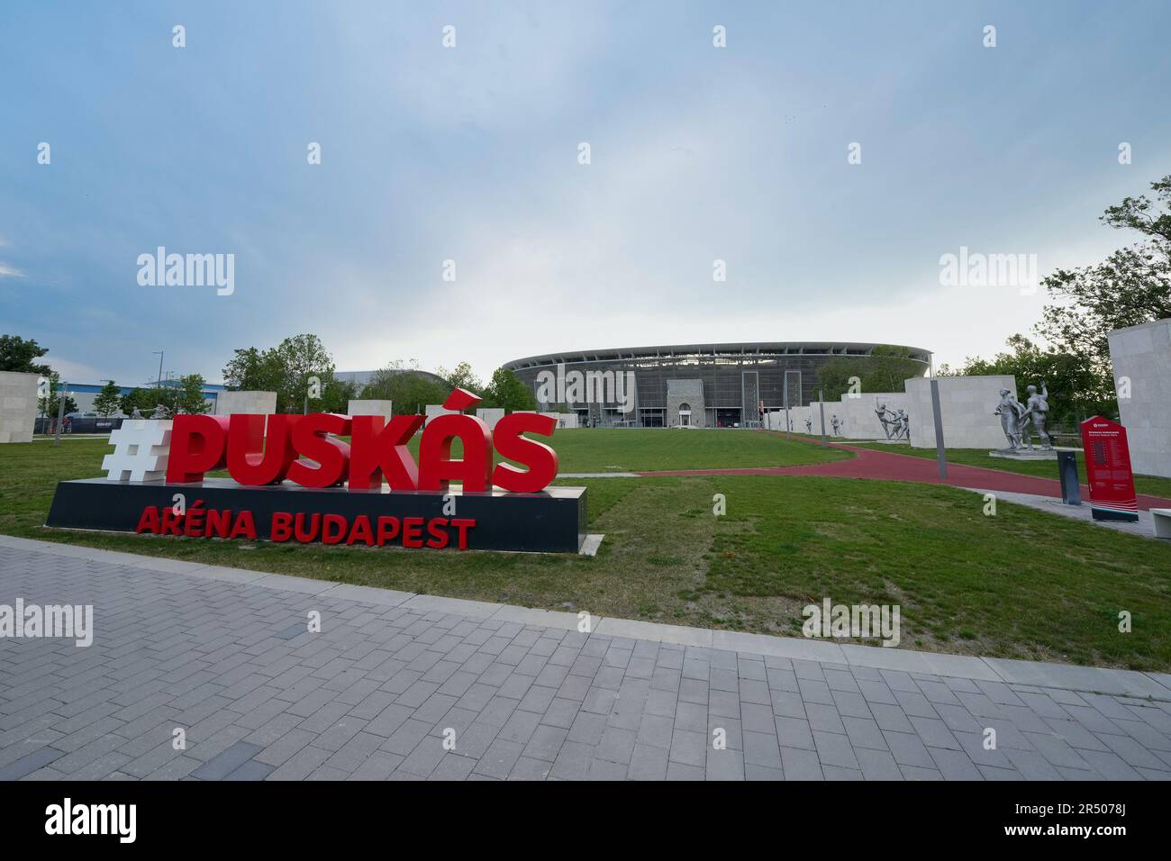 General view of Puskas Arena Stadium during training session ahead UEFA ...