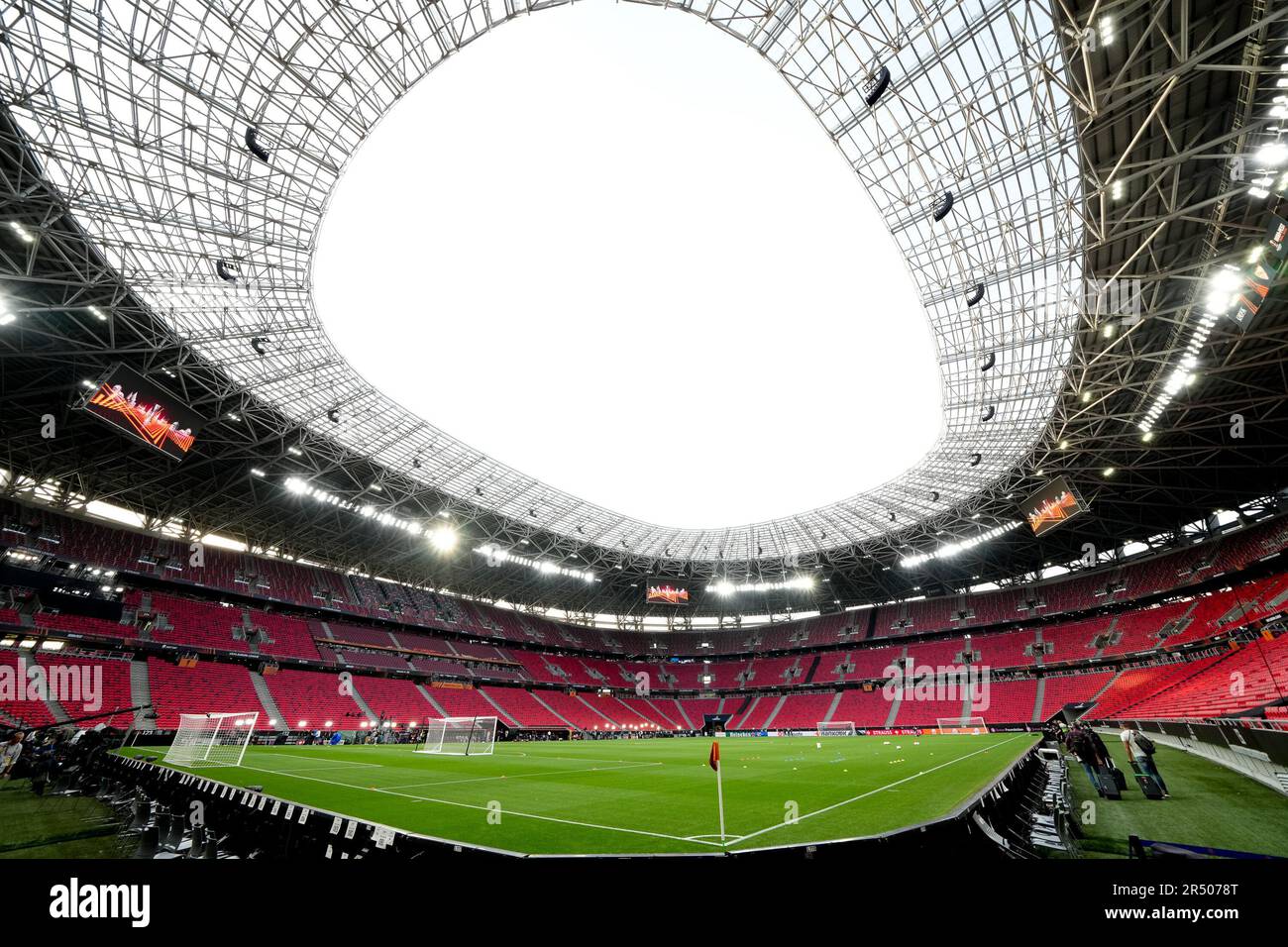 General view of Puskas Arena Stadium during training session ahead UEFA ...