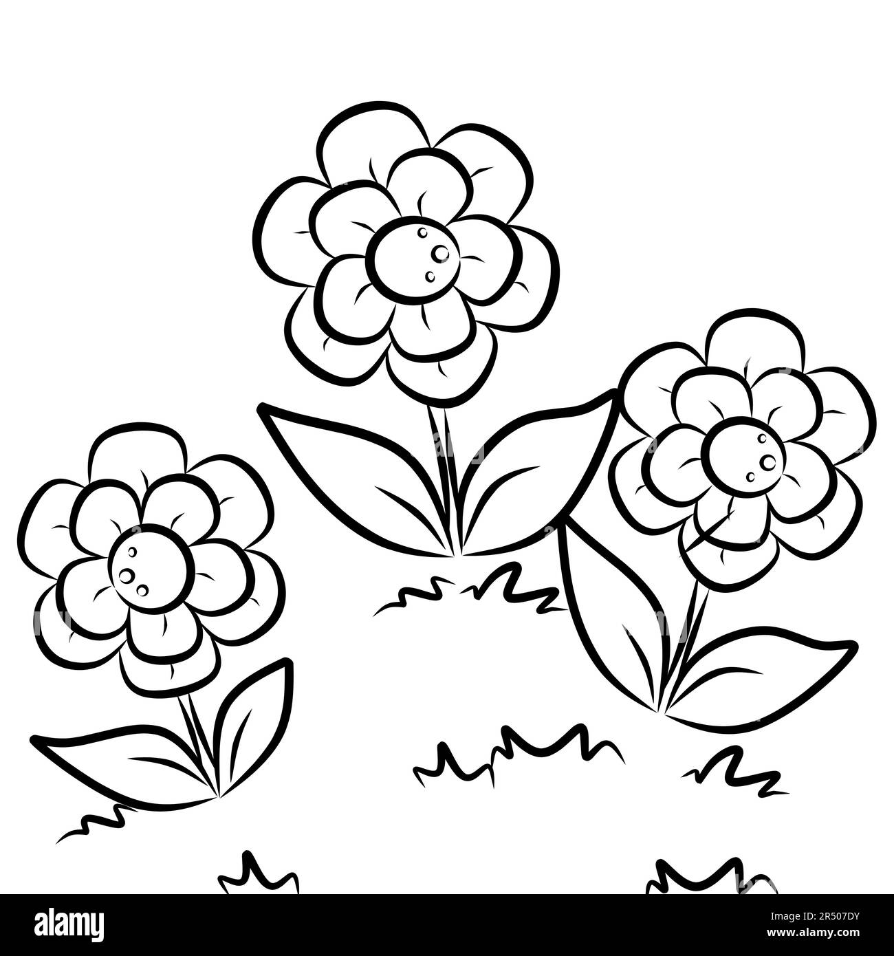 Beautiful Flower Field Isolated On White Background Illustration Paper Cut Style Spring Floral