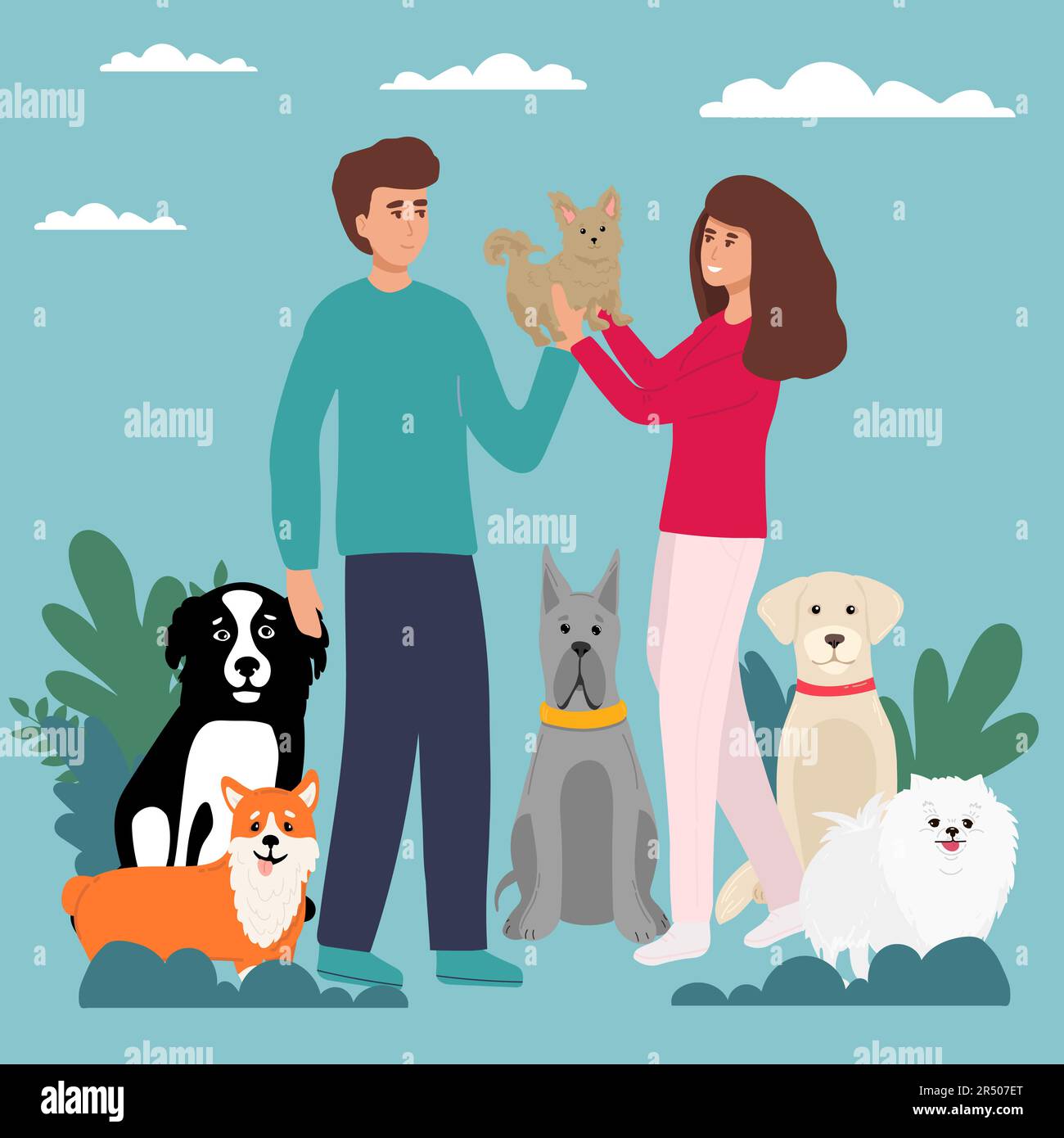 companion animals illustration with people Stock Vector Image & Art - Alamy