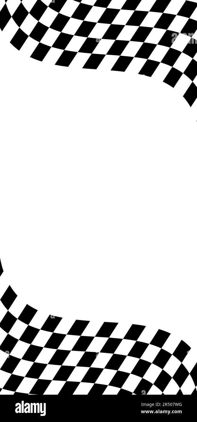Waving race flag or chessboard vertical background. Warped black and white squares pattern ...