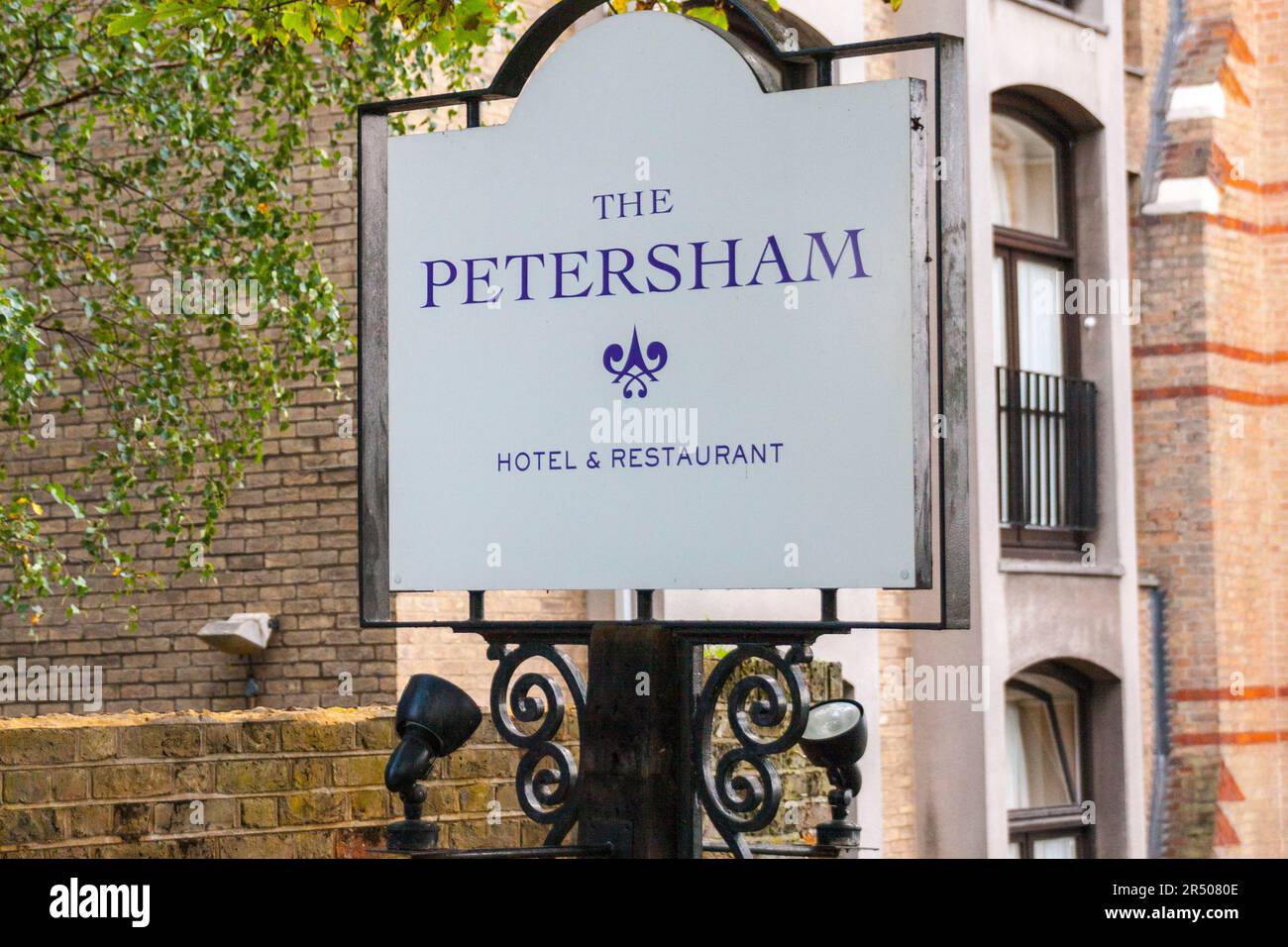 Sign for The Petersham Hotel and Restaurant,London,England,UK Stock ...