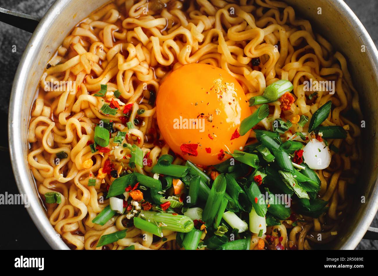 Korean Style Instant Noodles, Shin Ramyeon or Ramyun with Egg, Scallion ...