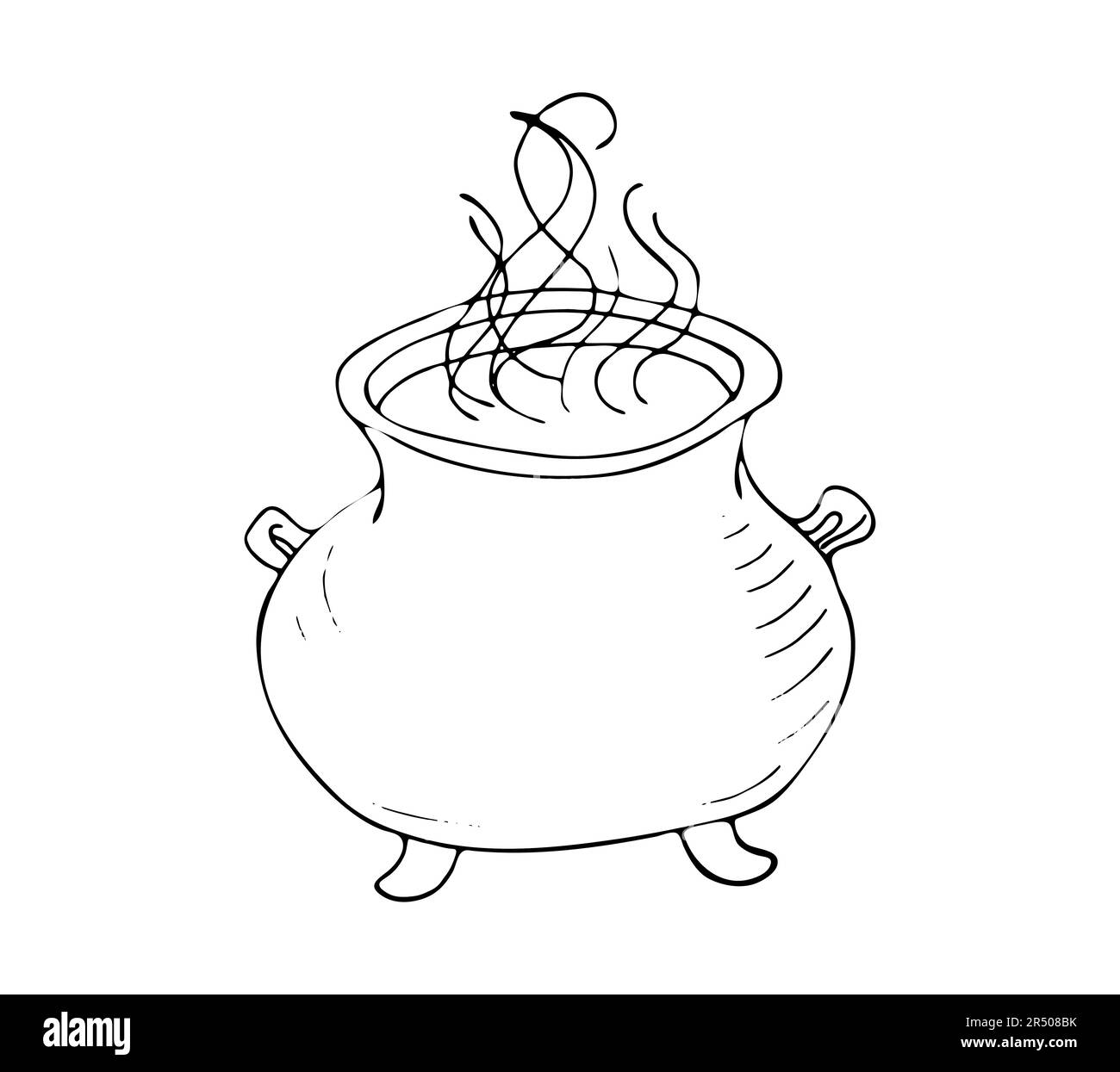 Hand-drawn magic cauldron vector illustration. Wiccan design, astrology ...