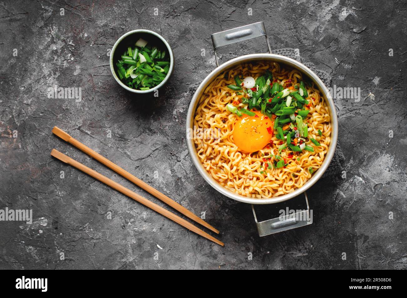Korean Style Instant Noodles, Shin Ramyeon or Ramyun with Egg, Scallion ...