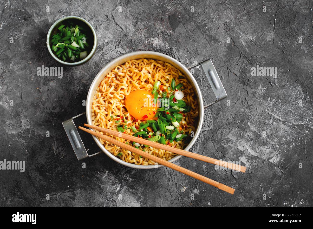 Korean Style Instant Noodles, Shin Ramyeon or Ramyun with Egg, Scallion ...