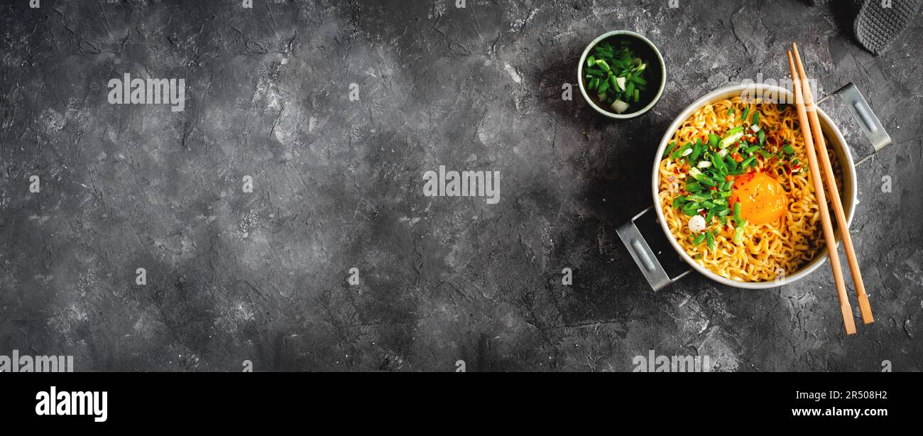 Korean Style Instant Noodles, Shin Ramyeon or Ramyun with Egg, Scallion ...