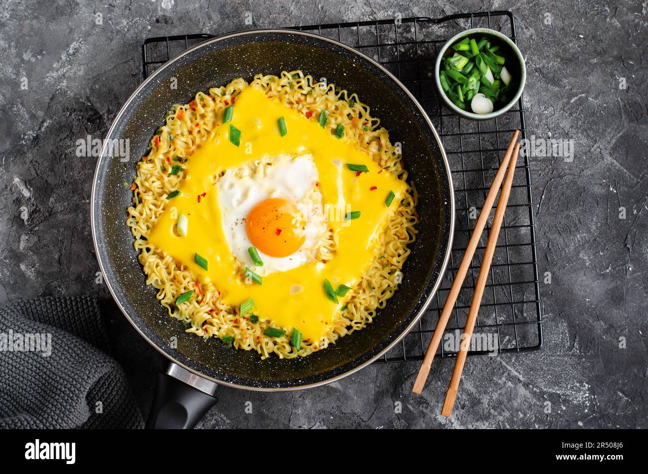 Kujirai Ramen, Shin Ramyeon or Ramyun with Egg, Melted Cheese and ...