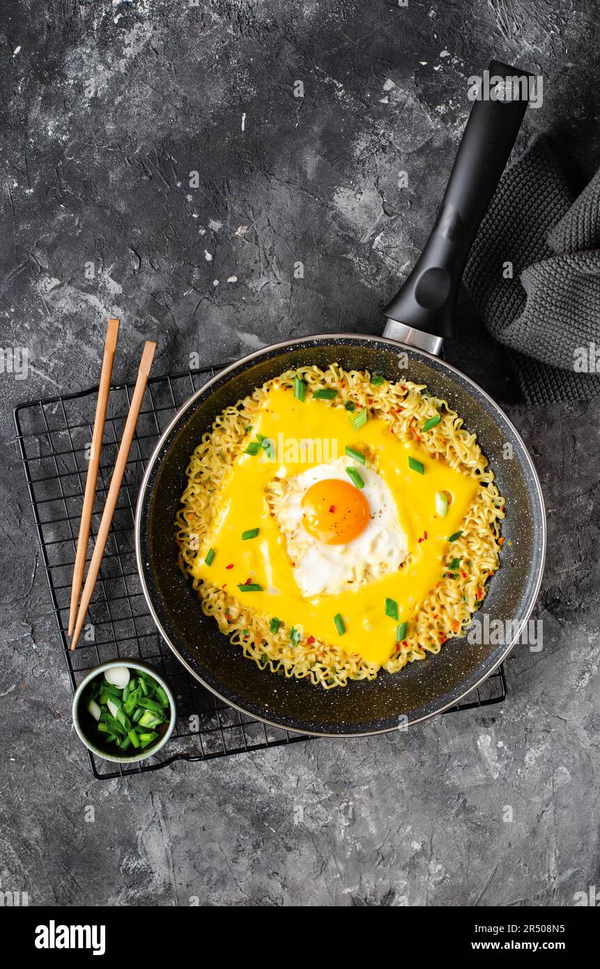 Kujirai Ramen, Shin Ramyeon or Ramyun with Egg, Melted Cheese and ...