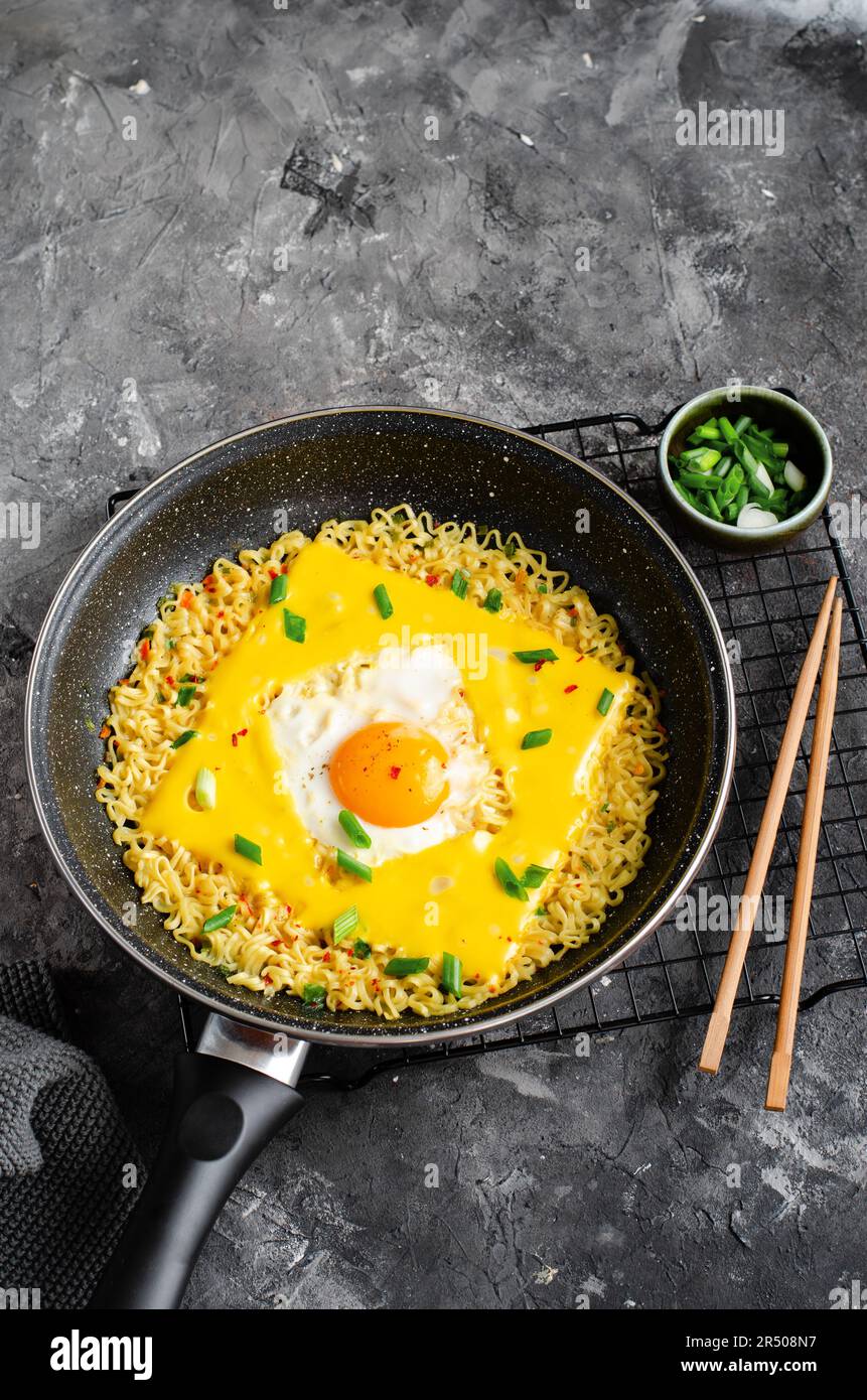 Kujirai Ramen, Shin Ramyeon or Ramyun with Egg, Melted Cheese and ...