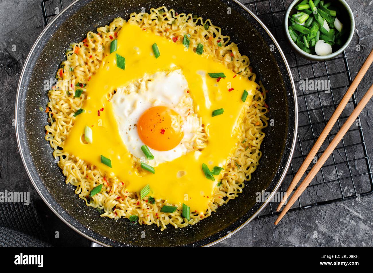 Kujirai Ramen, Shin Ramyeon or Ramyun with Egg, Melted Cheese and ...
