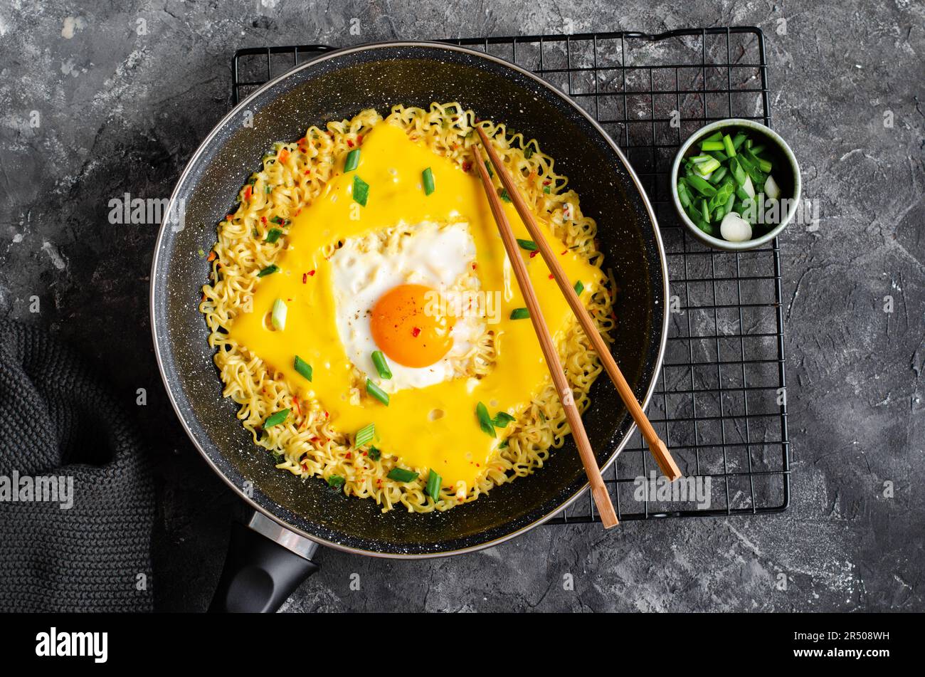 Kujirai Ramen, Shin Ramyeon or Ramyun with Egg, Melted Cheese and ...