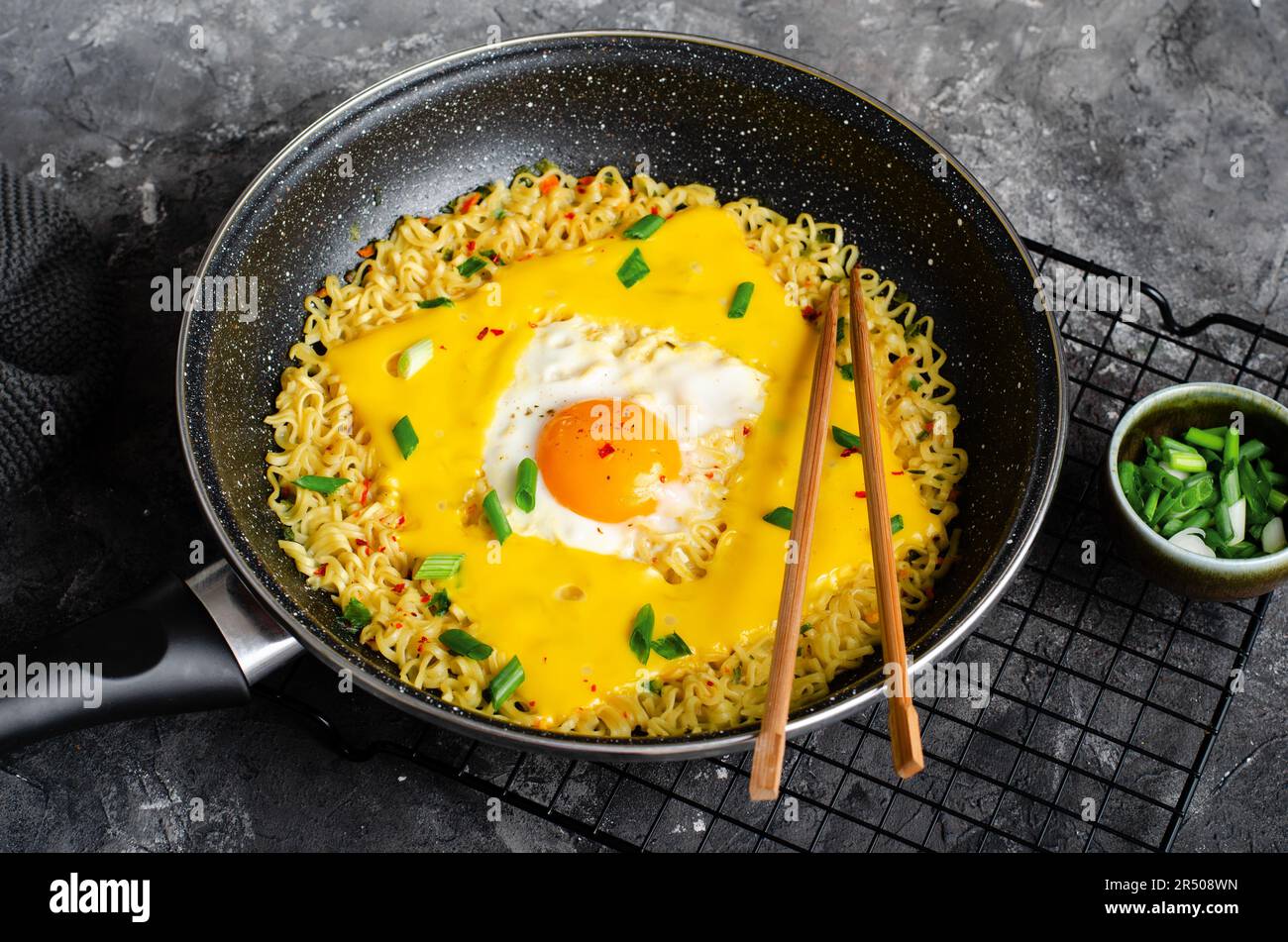 Kujirai Ramen, Shin Ramyeon or Ramyun with Egg, Melted Cheese and ...