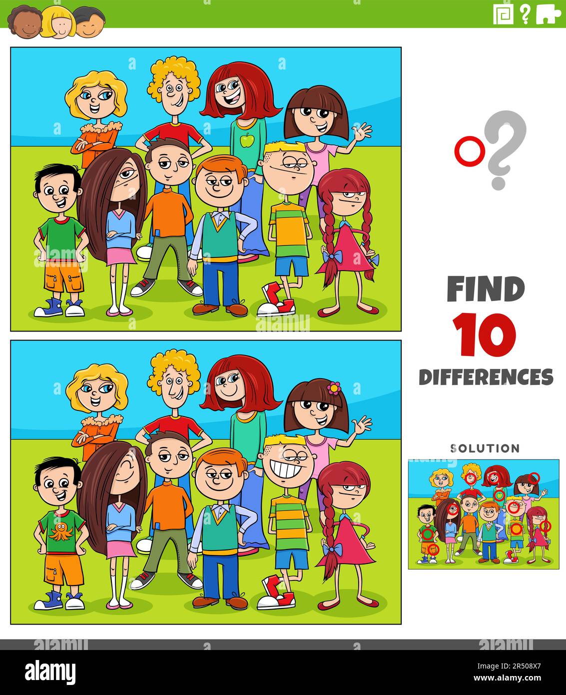 Cartoon illustration of finding the differences between pictures ...