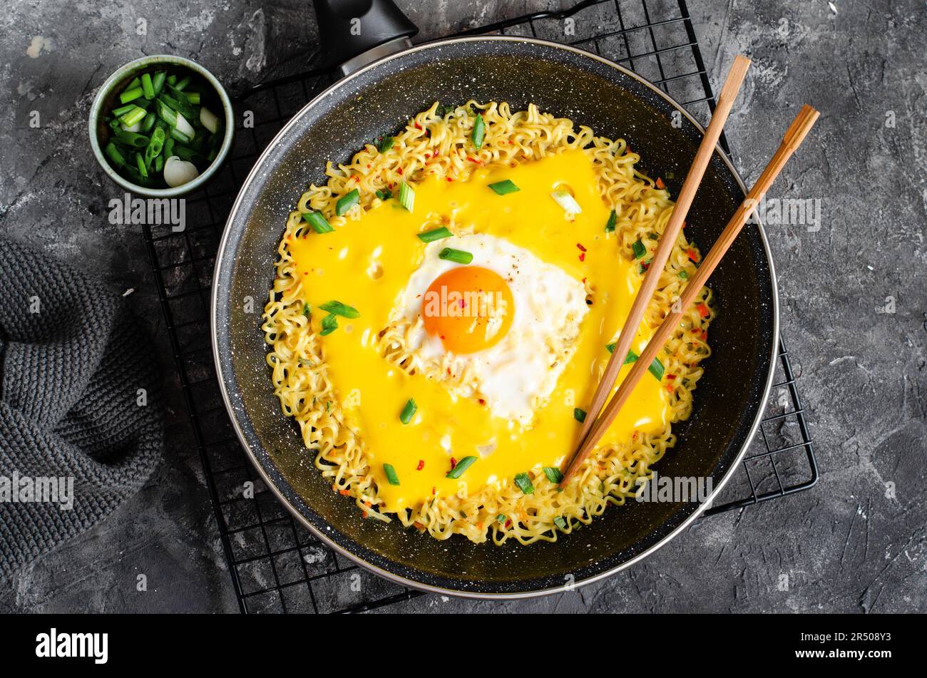 Kujirai Ramen, Shin Ramyeon or Ramyun with Egg, Melted Cheese and ...