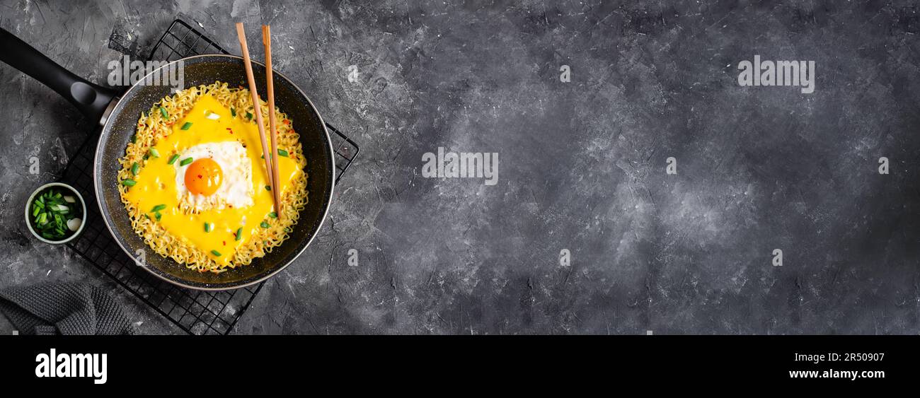 Kujirai Ramen, Shin Ramyeon or Ramyun with Egg, Melted Cheese and ...