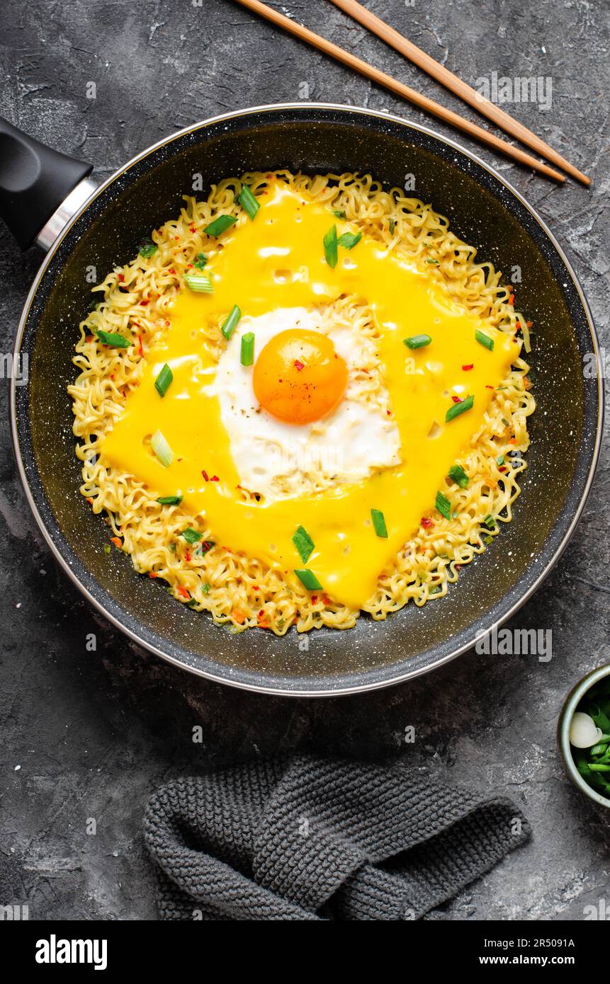 Kujirai Ramen, Shin Ramyeon or Ramyun with Egg, Melted Cheese and ...