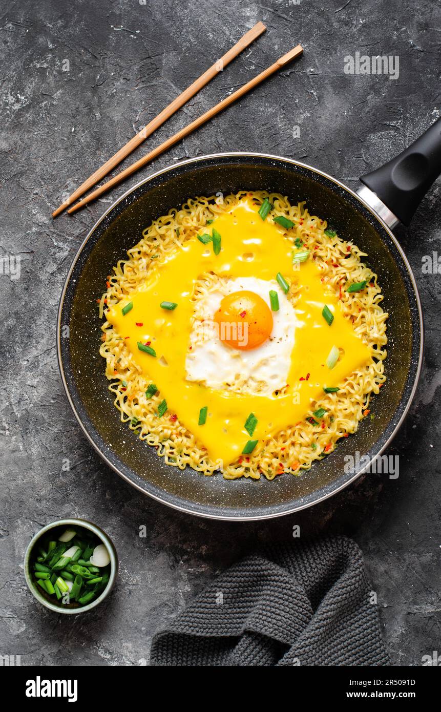 Kujirai Ramen, Shin Ramyeon or Ramyun with Egg, Melted Cheese and ...