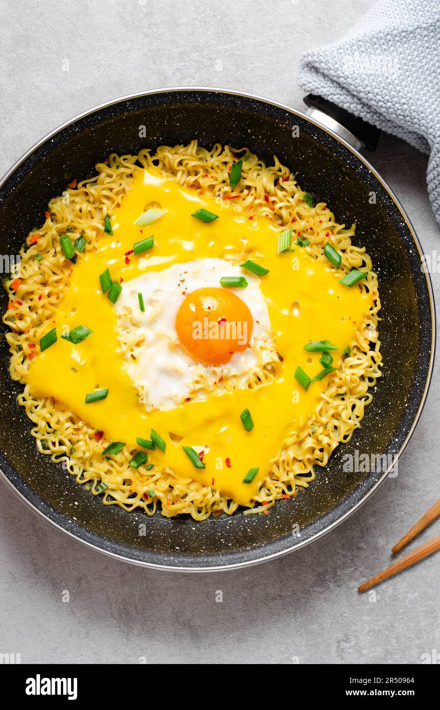 Kujirai Ramen, Shin Ramyeon or Ramyun with Egg, Melted Cheese and ...