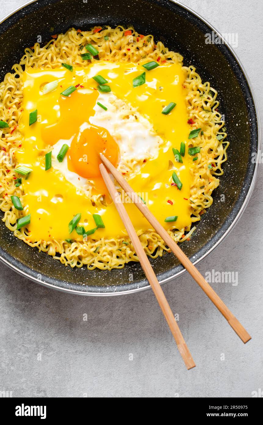 Kujirai Ramen, Shin Ramyeon or Ramyun with Egg, Melted Cheese and ...