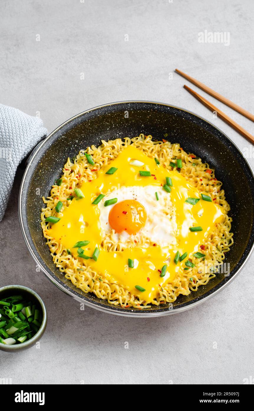 Kujirai Ramen, Shin Ramyeon or Ramyun with Egg, Melted Cheese and ...