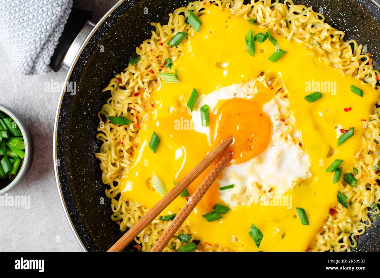 Kujirai Ramen, Shin Ramyeon or Ramyun with Egg, Melted Cheese and ...