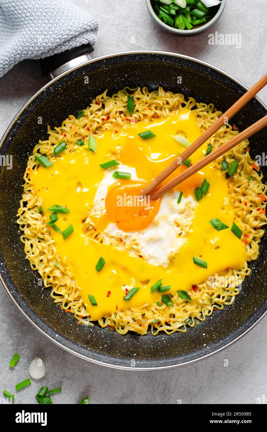 Kujirai Ramen, Shin Ramyeon or Ramyun with Egg, Melted Cheese and ...