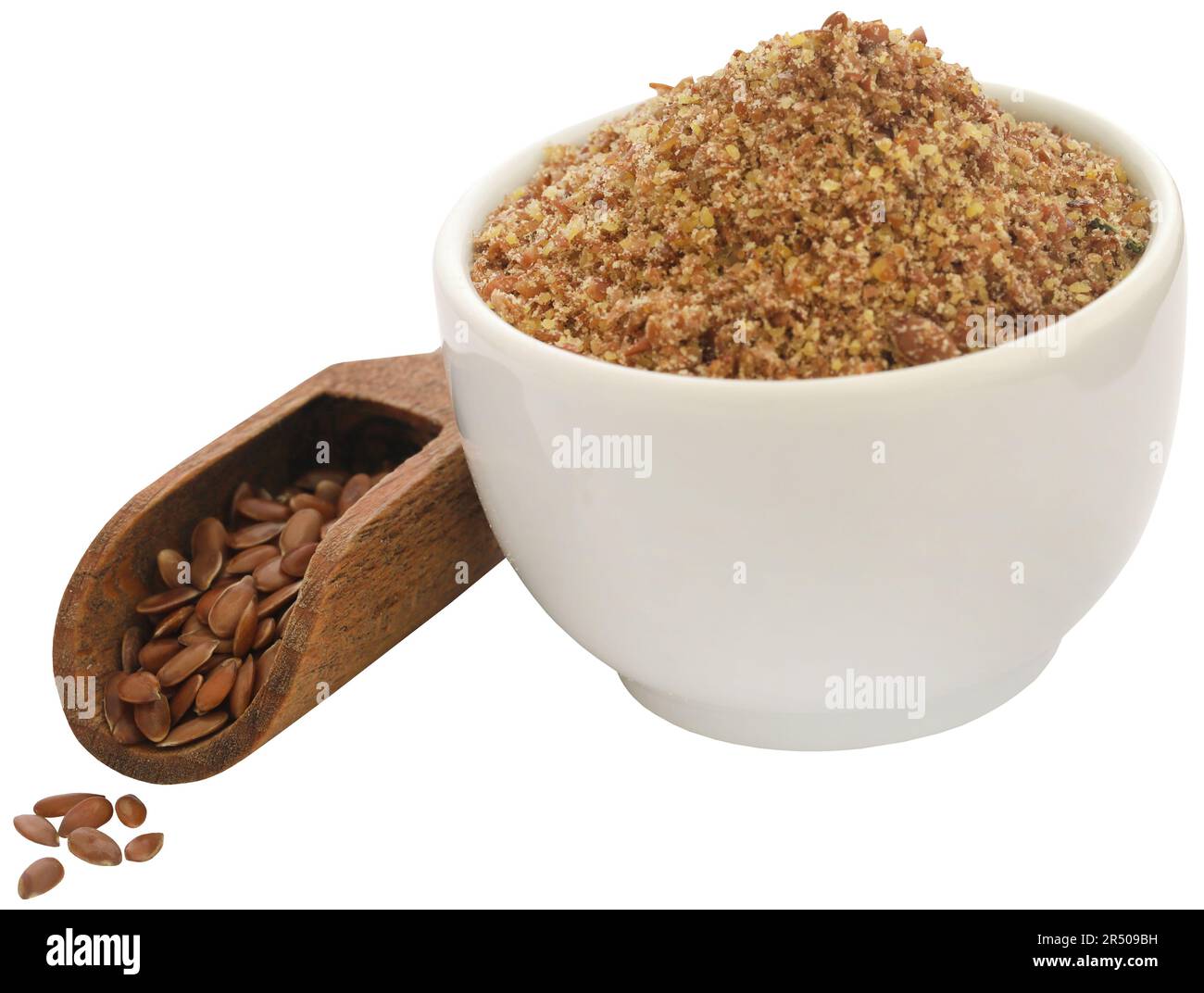 Crushed flax seeds in a bowl closeup and isolated Stock Photo - Alamy