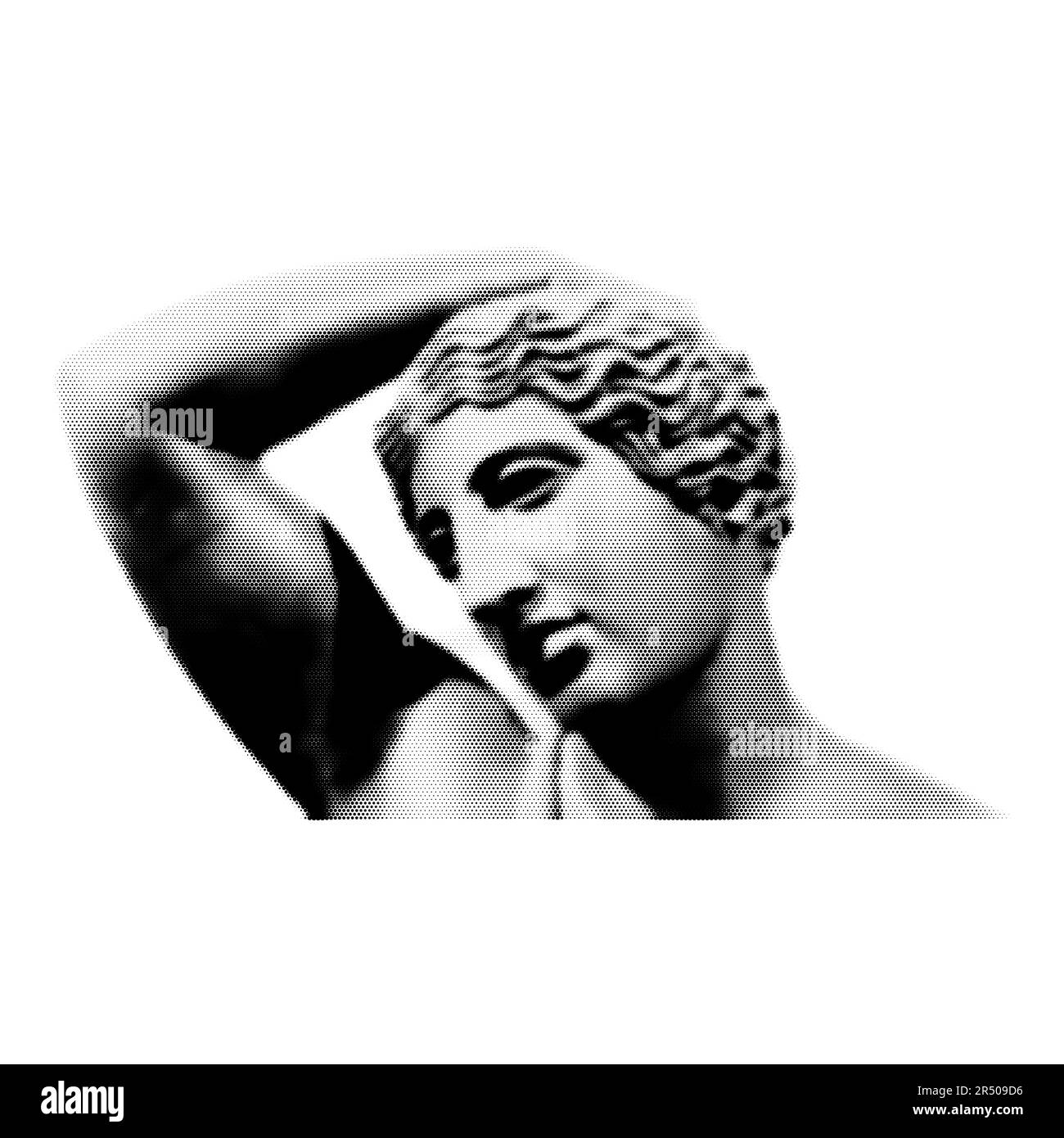 Halftone Greece modern statue. Collage design element in trendy ...