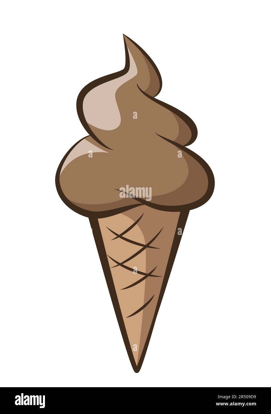 Ice Cream Chocolate Soft Serve Ice Cream In A Cone Color Vector