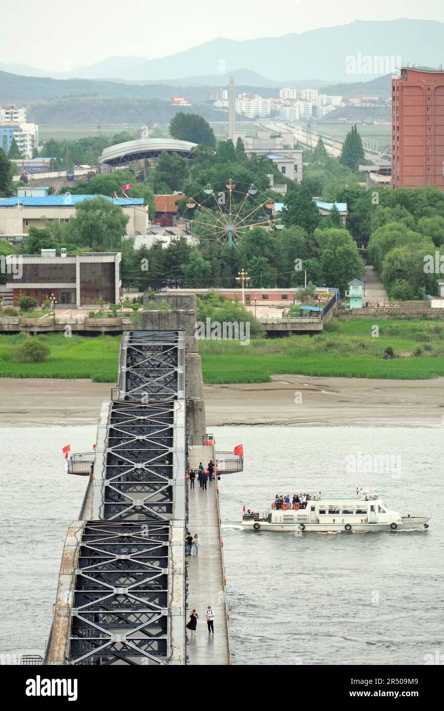 A photo shows Sinuiju Special Administrative Region, North Korea seen ...
