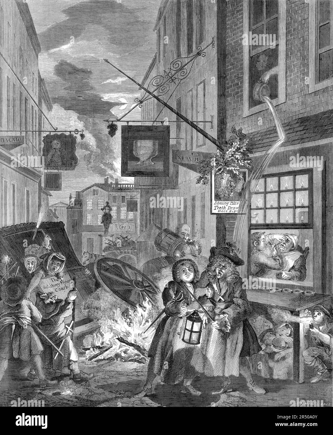 Hogarth - Four Times of the Day - Night Stock Photo - Alamy