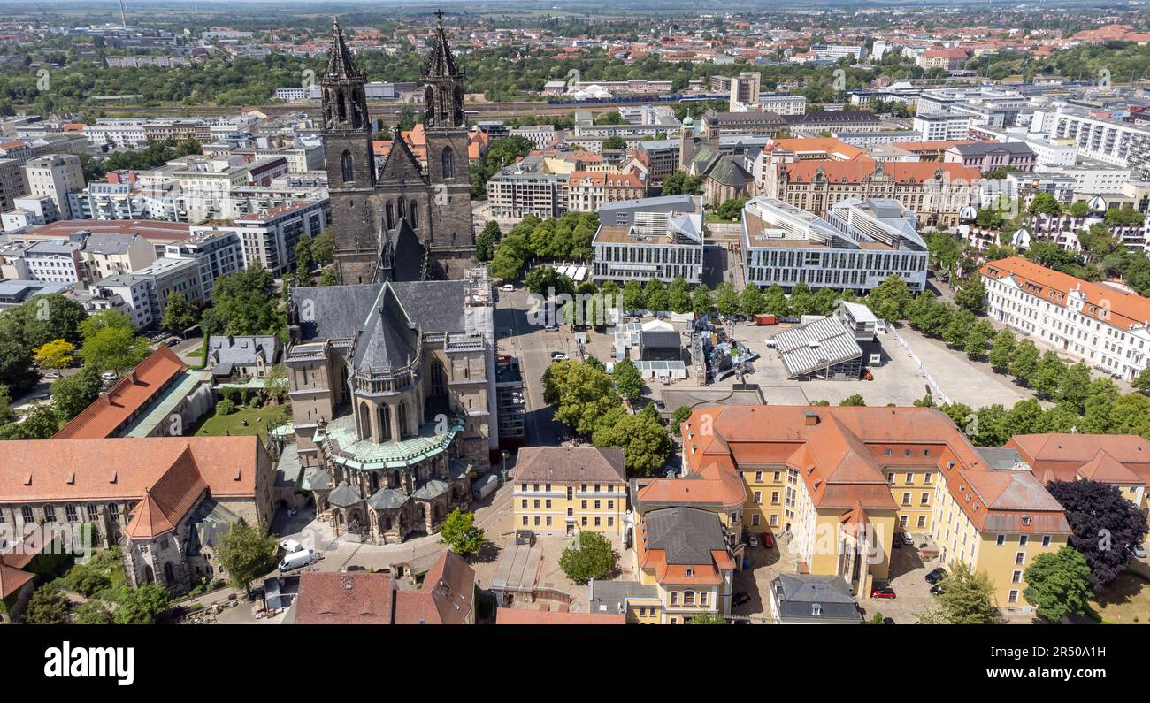 aerial view of the cathedral in magdeburg east germany Stock Photo - Alamy