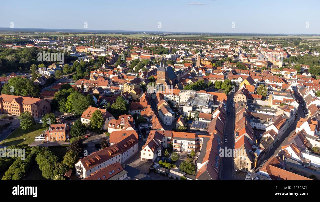 aerial view of the old town delitzsch in east germany Stock Photo - Alamy