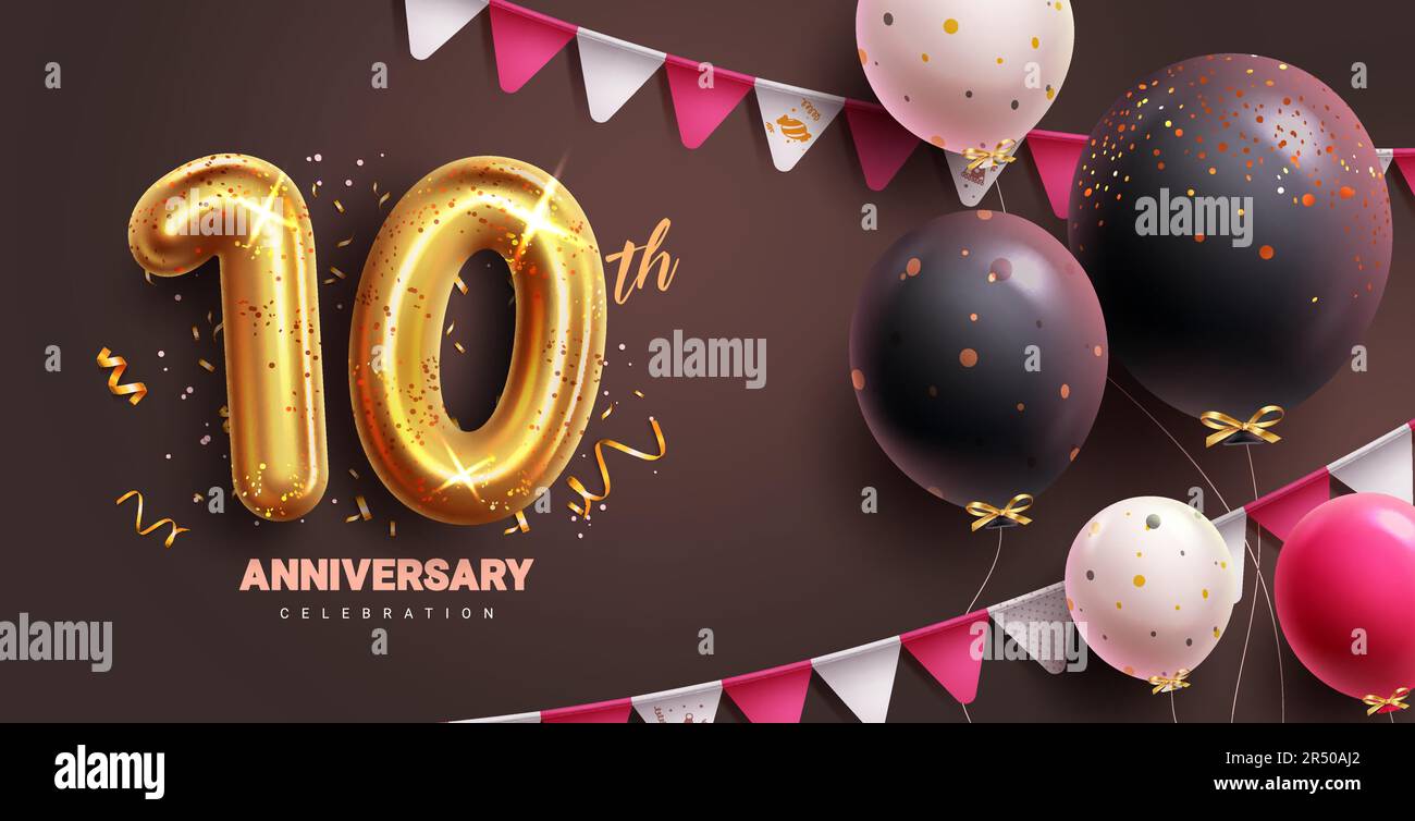 Anniversary 10th year vector design. Happy 1oth anniversary text in ...