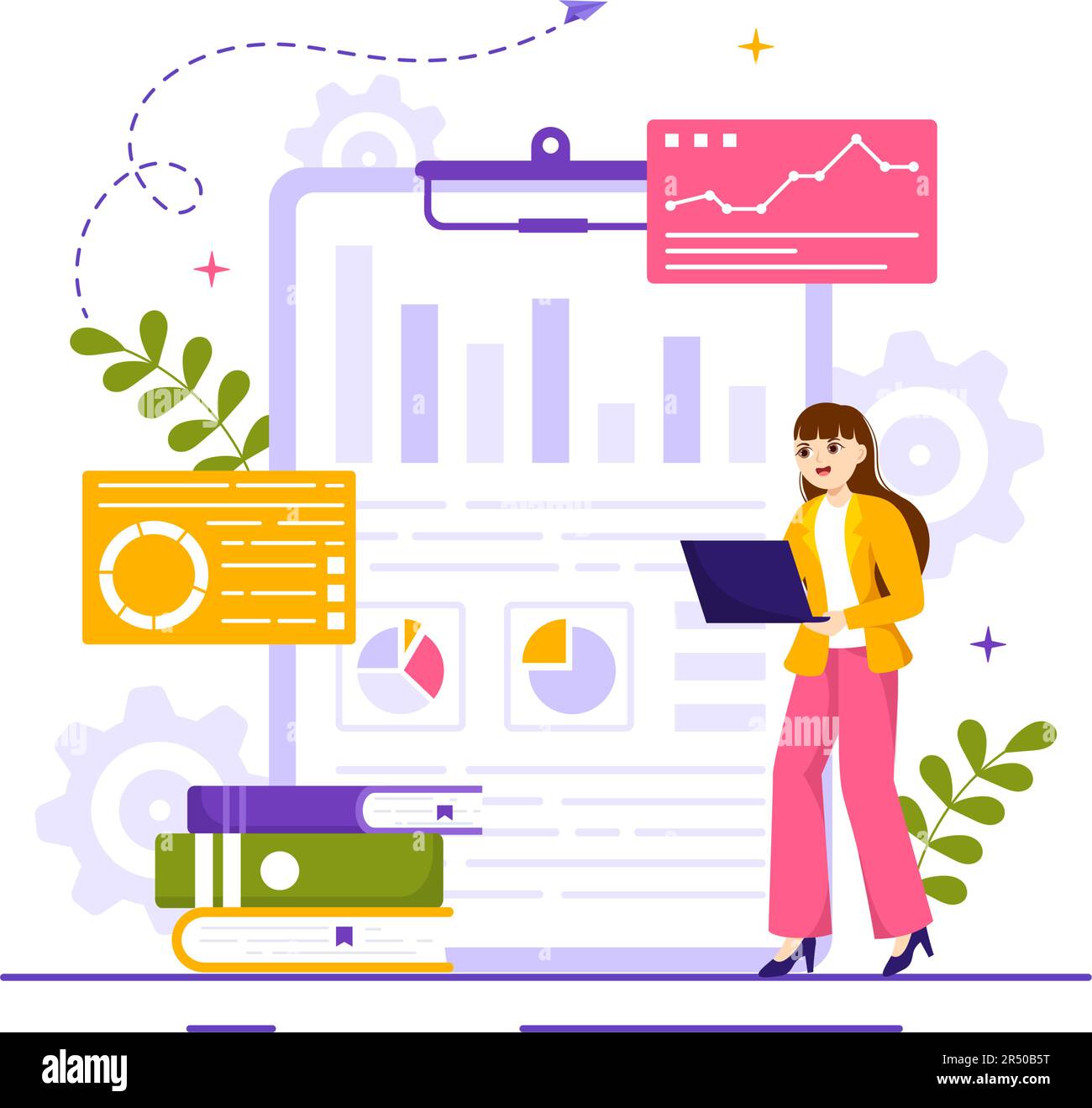 Market Research and Analysis Vector Illustration with Team Management ...