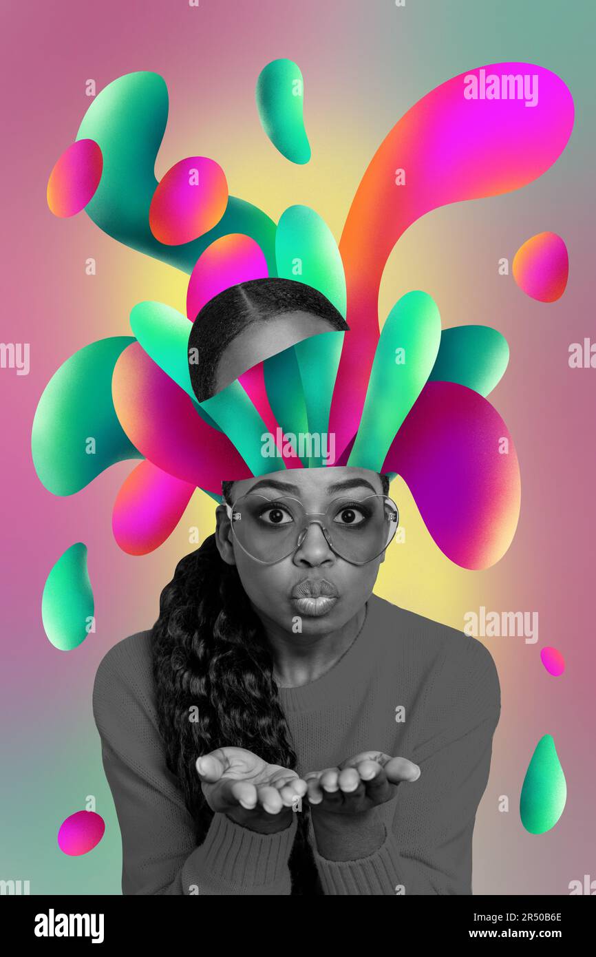 Creative 3d photo artwork graphics collage painting of cool flirty lady ...