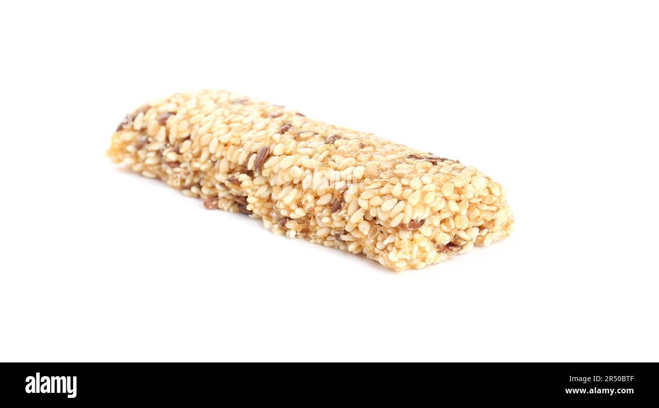 Tasty sesame seed bar isolated on white Stock Photo - Alamy