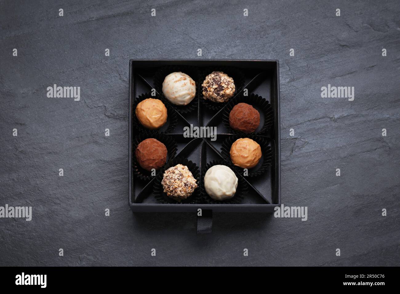 Box chocolate top view black hi-res stock photography and images - Alamy