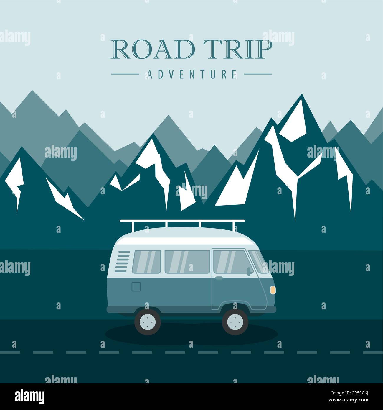 road trip with camper van adventure in the wilderness on mountain ...