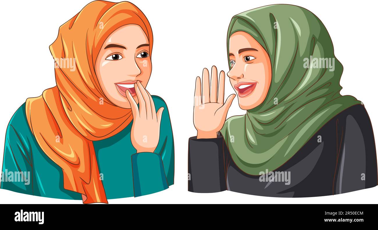 Happy muslim woman wearing hijab friends illustration Stock Vector ...