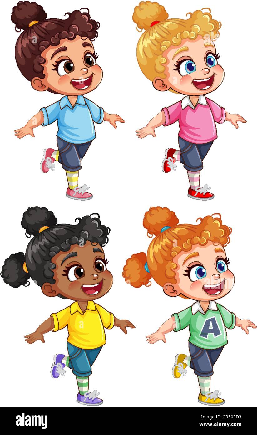 Cute girls cartoon character illustration Stock Vector Image & Art - Alamy