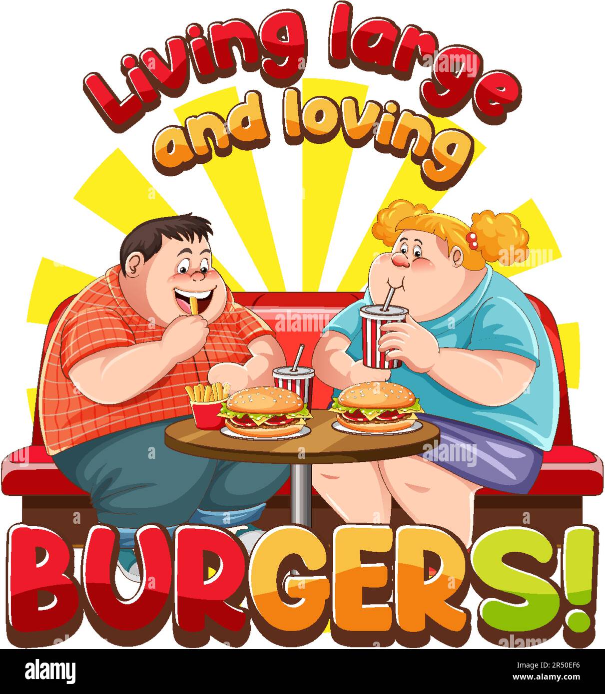 Living large and loving burgers icon cartoon illustration Stock Vector ...