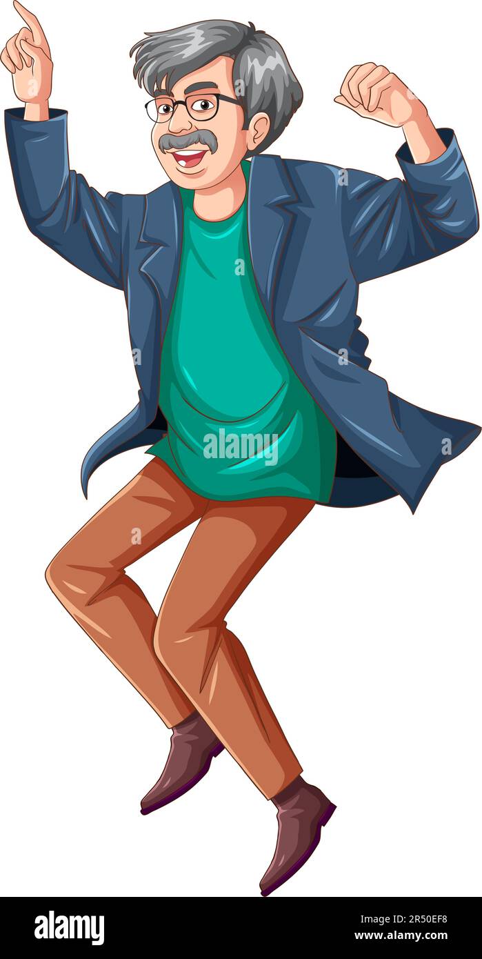 Isolated European old man dancing illustration Stock Vector Image & Art ...