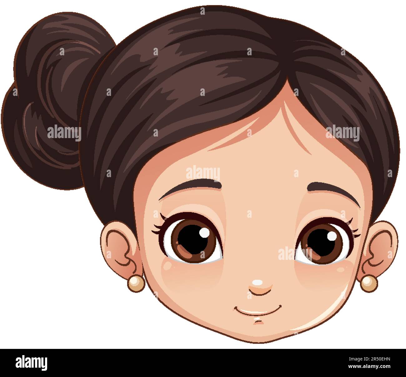 Cute Asian Girl Head Cartoon Illustration Stock Vector Image And Art Alamy