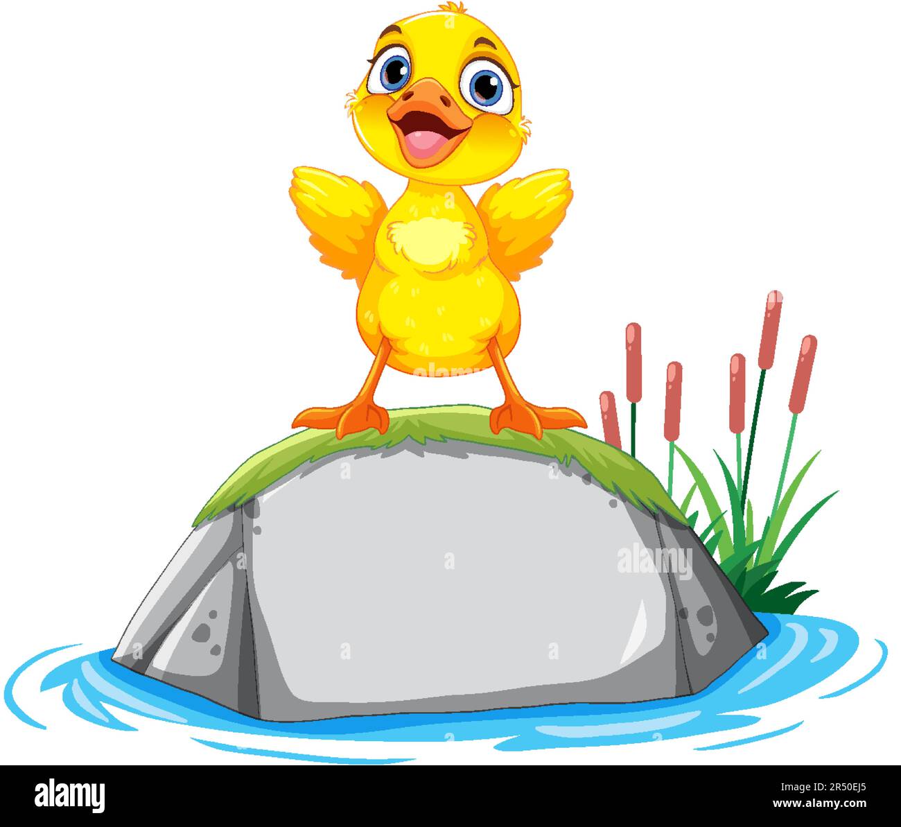 Little Duck Standing on a Rock illustration Stock Vector Image & Art ...